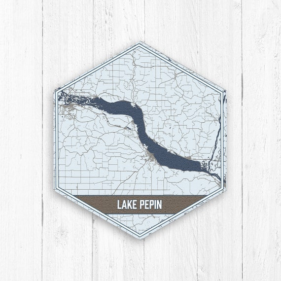 Lake Pepin Wisconsin Hexagon Lake Map Printed Marketplace | Etsy