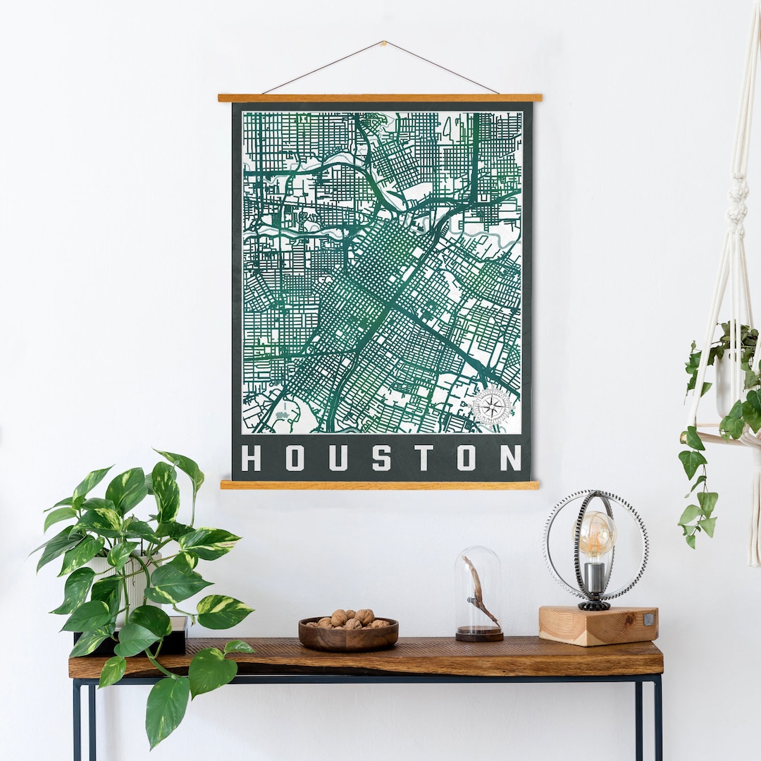 Houston Texas Street Map | Hanging Canvas Map of Houston | Printed ...