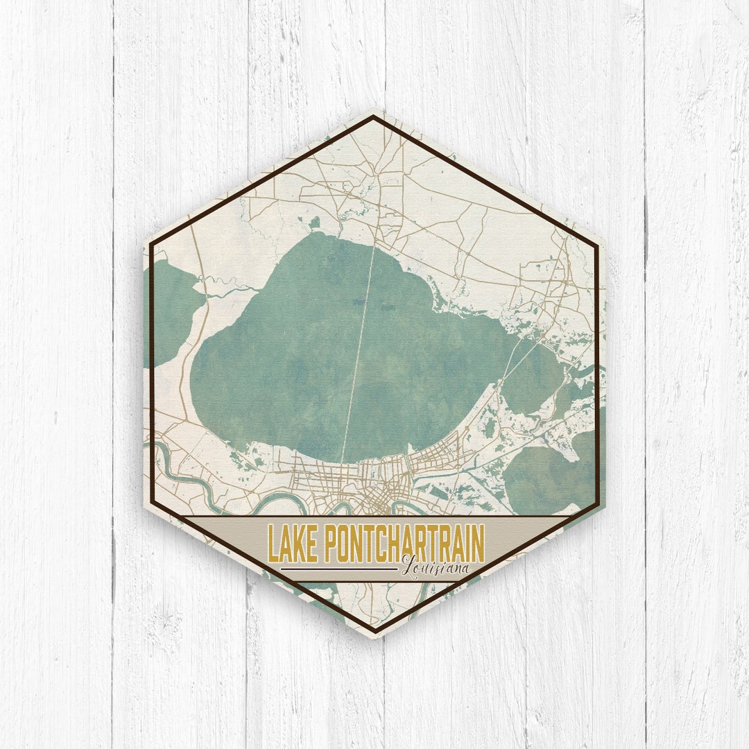 Lake Pontchartrain Louisiana Hexagon Canvas, Pontchartrain Map,hexagon ...