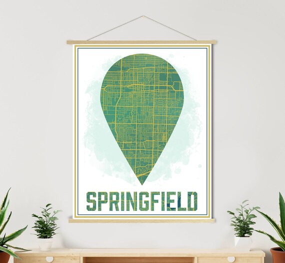 Springfield Missouri Street Map Marker Hanging Canvas Map of | Etsy