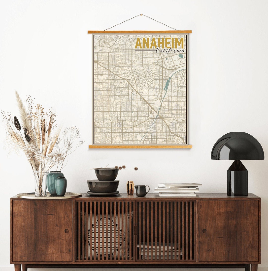 Anaheim California Street Map | Hanging Canvas Map of Anaheim ...