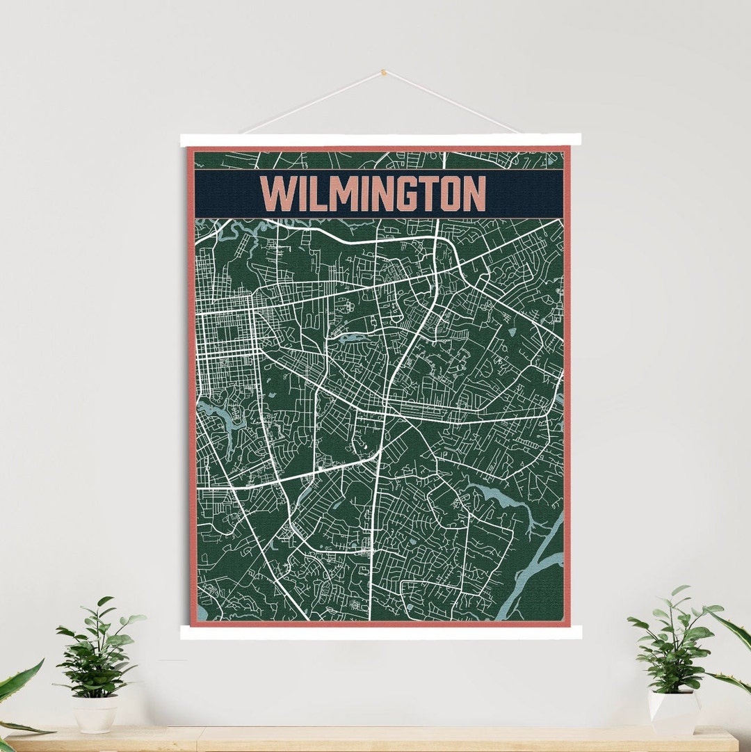 Wilmington North Carolina Street Map | Hanging Canvas Map of Wilmington ...