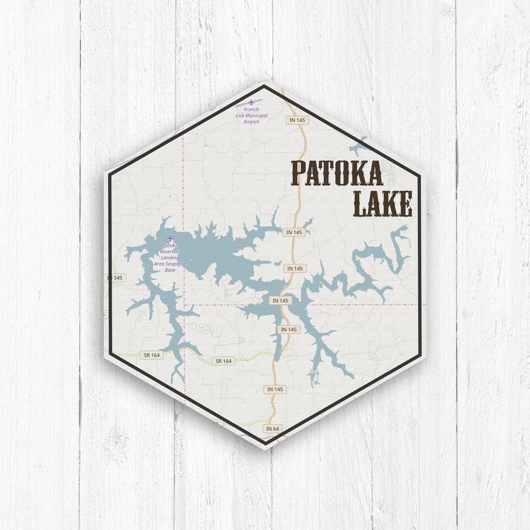 Patoka Lake Indiana Hexagon Canvas, Lakes of America, Nautical Map ...
