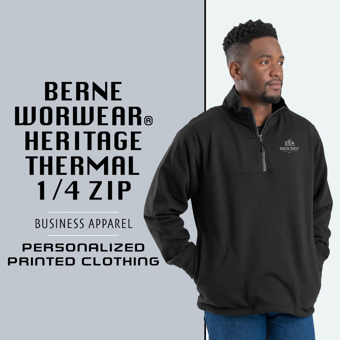 Berne Workwear® Heritage Thermal 1/4 Zip Personalized Quarter Zip Men's Custom Sweatshirt - Etsy