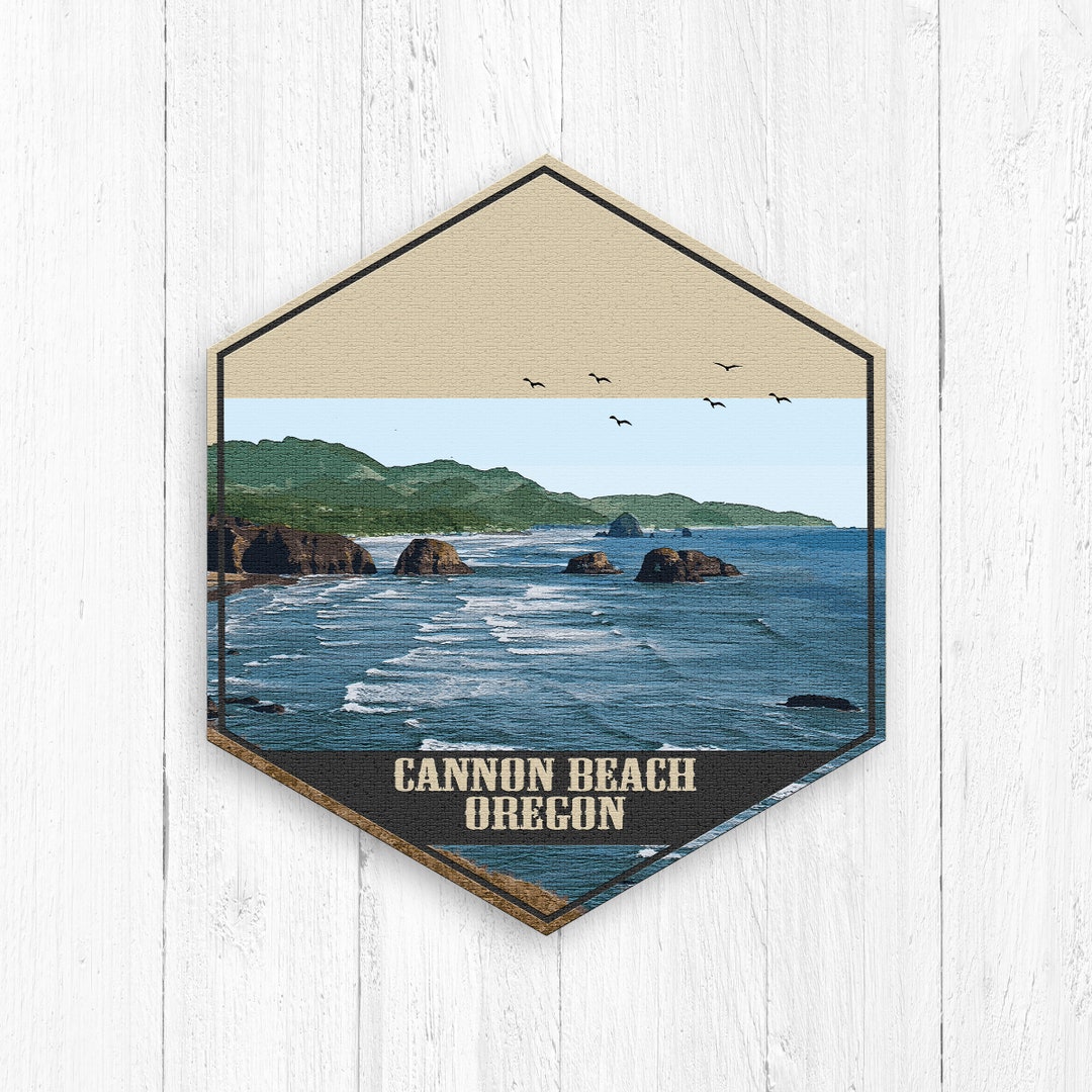 Cannon Beach Oregon Hexagon Illustration, Cannon Beach Oregon Hexagon ...
