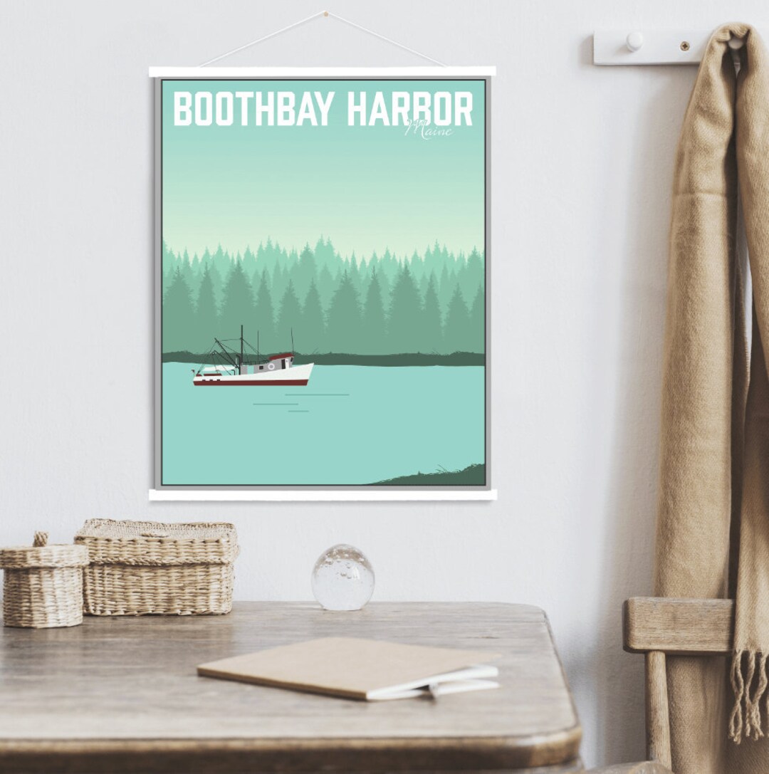Boothbay Harbor Maine Modern Illustration Print | Boothbay Harbor ...