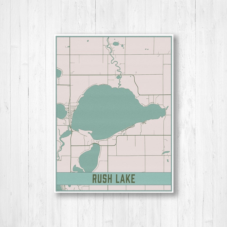 Rush Lake Minnesota Map Print Rush Lake Magnetic Poster | Etsy