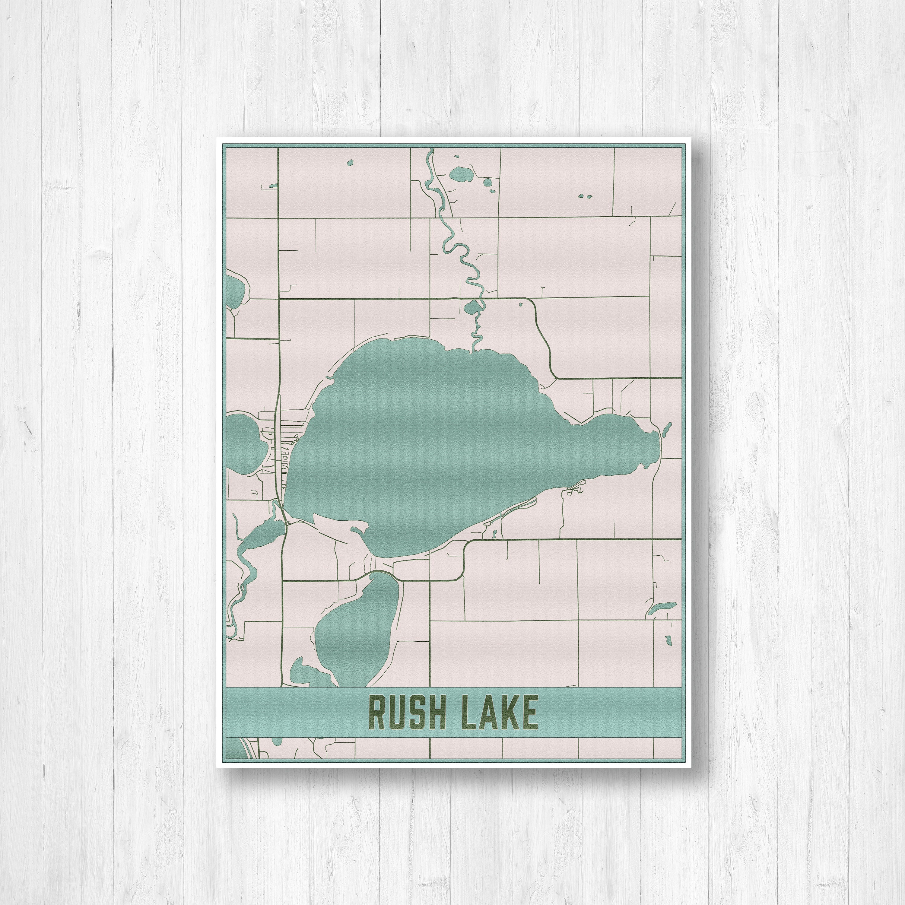 Rush Lake Minnesota Map Print | Rush Lake Magnetic Poster Frame ...