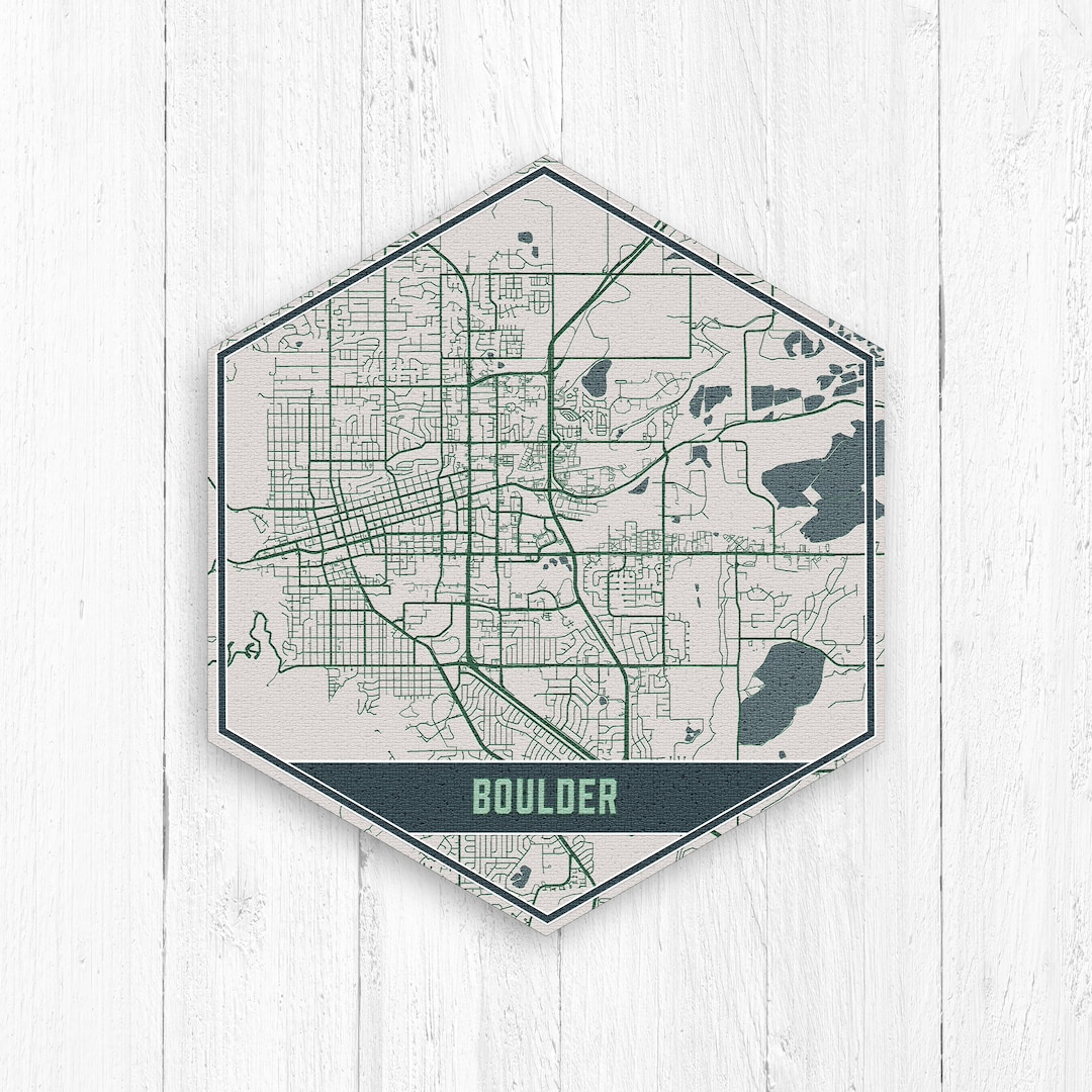 Boulder Colorado Map, Hexagon Map, Hexagon Canvas, Travel Collection ...