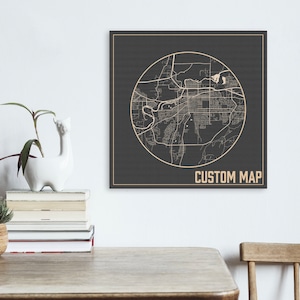 Custom Map, Custom Map Print, Map With Streets, Map of Hometown, Modern ...
