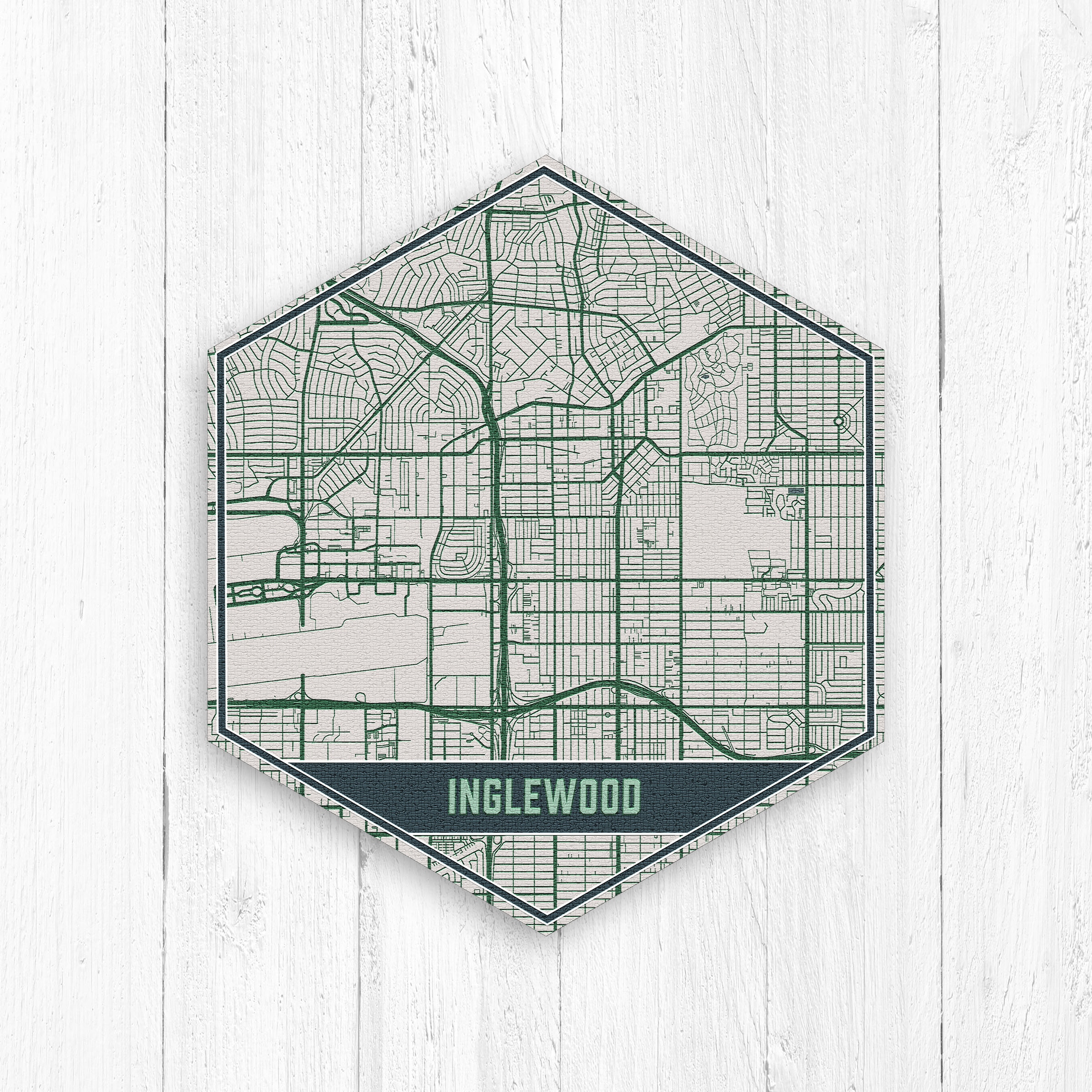 Inglewood California Map Hexagon Map Hexagon Canvas Travel - Etsy