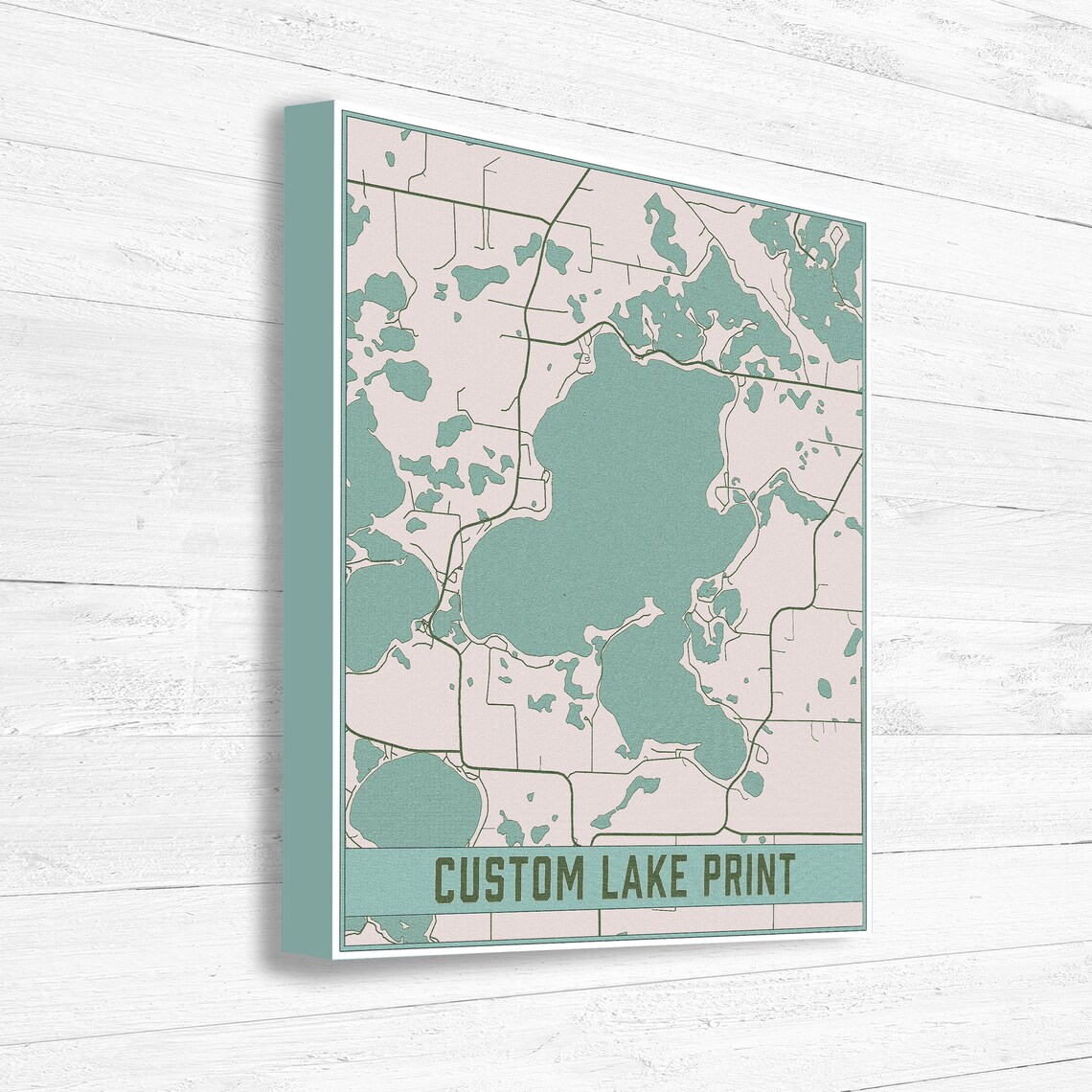 Pastel Custom Lake Map Custom Print Nautical Design Modern | Etsy