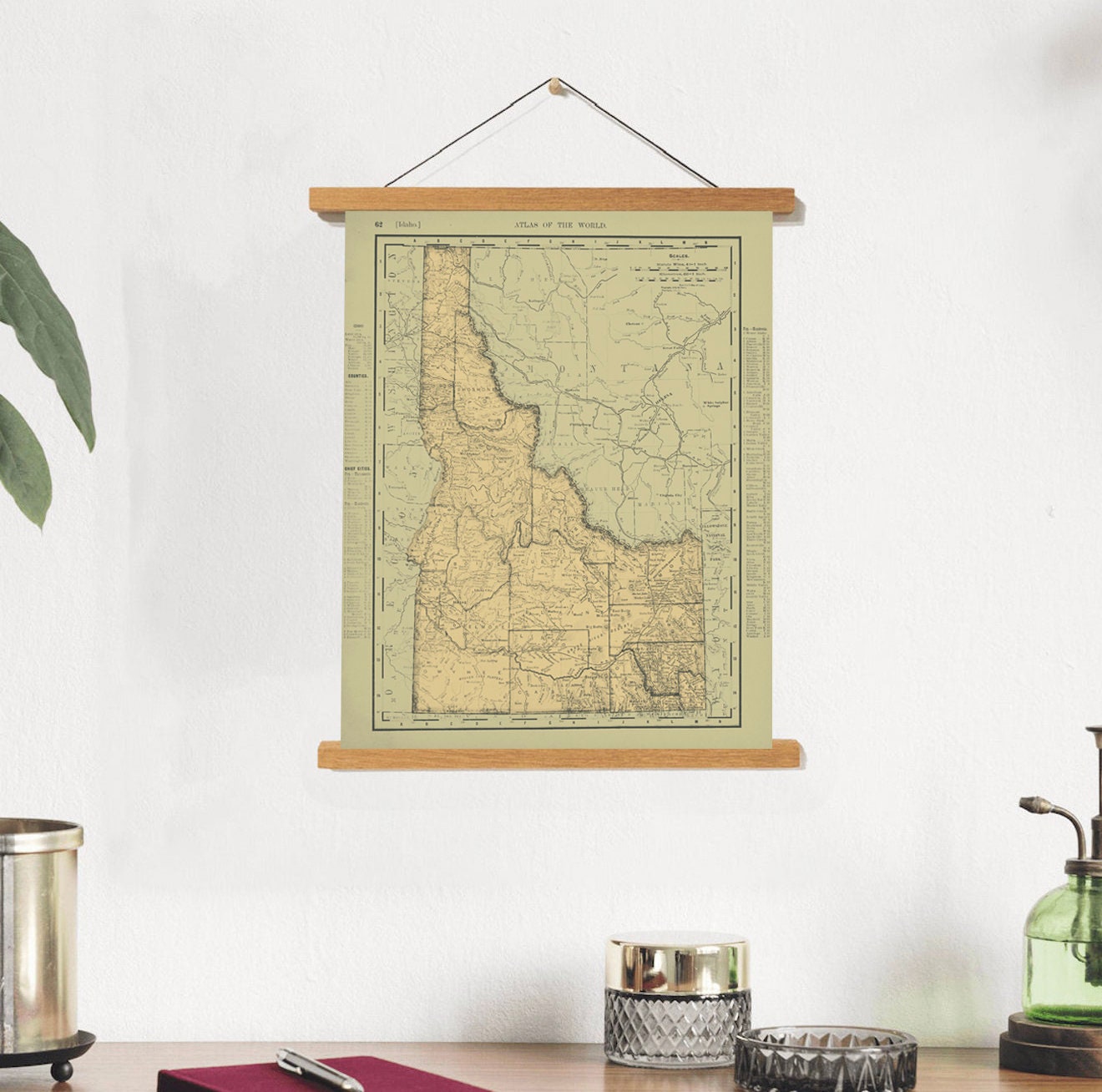 Idaho Antique State Map Print Idaho Canvas Map Art Printed | Etsy