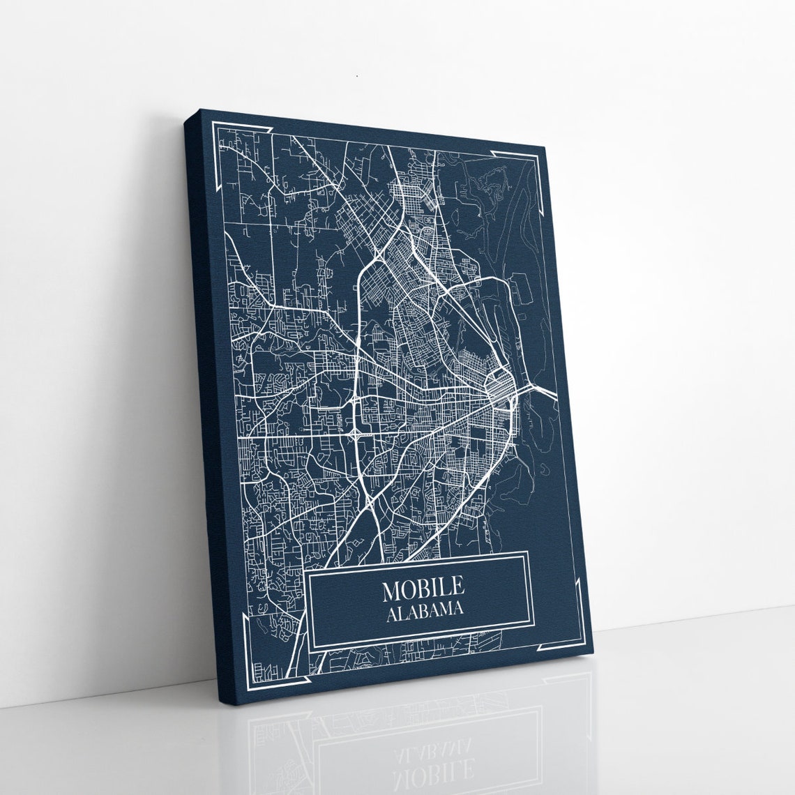 Mobile Alabama Blueprint Street Map Hanging Canvas Map of - Etsy