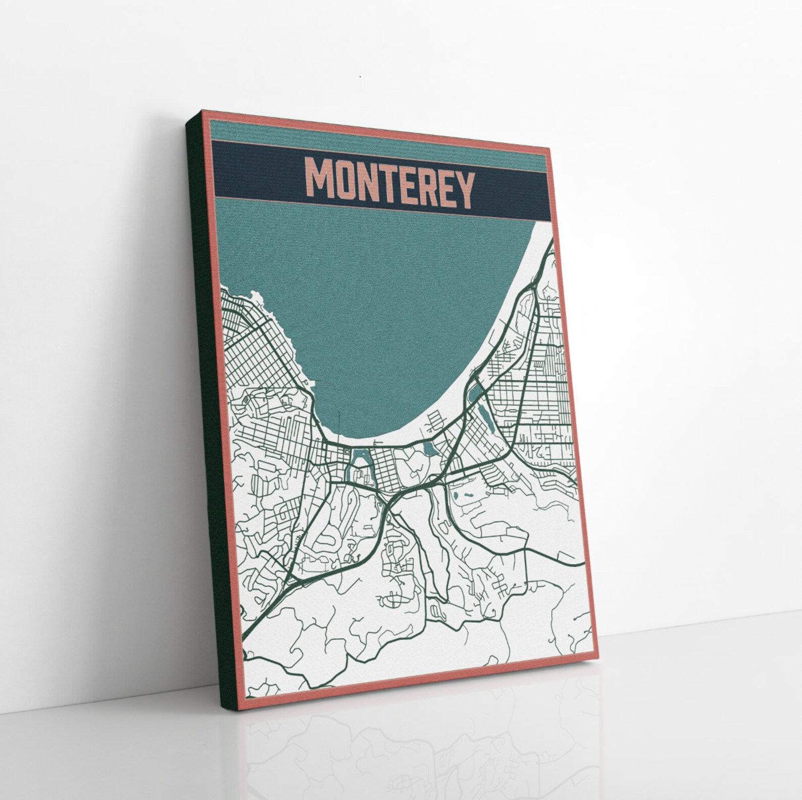 Monterey California Street Map Hanging Canvas Map of - Etsy