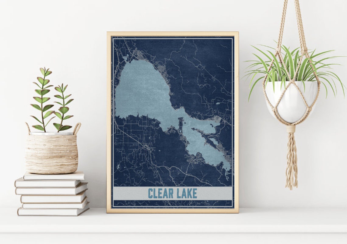 Clear Lake California Map Print Clear Lake Magnetic Poster - Etsy