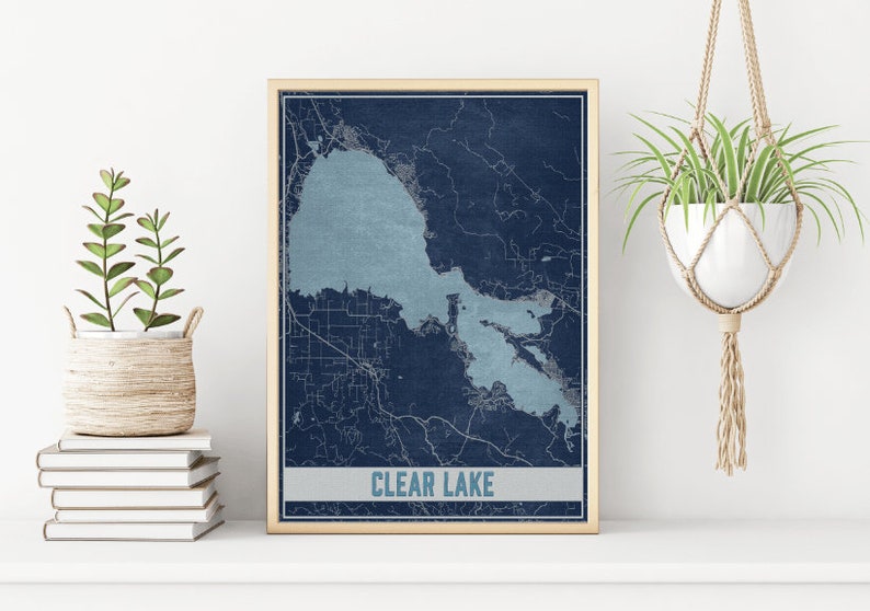 Clear Lake California Map Print Clear Lake Magnetic Poster - Etsy