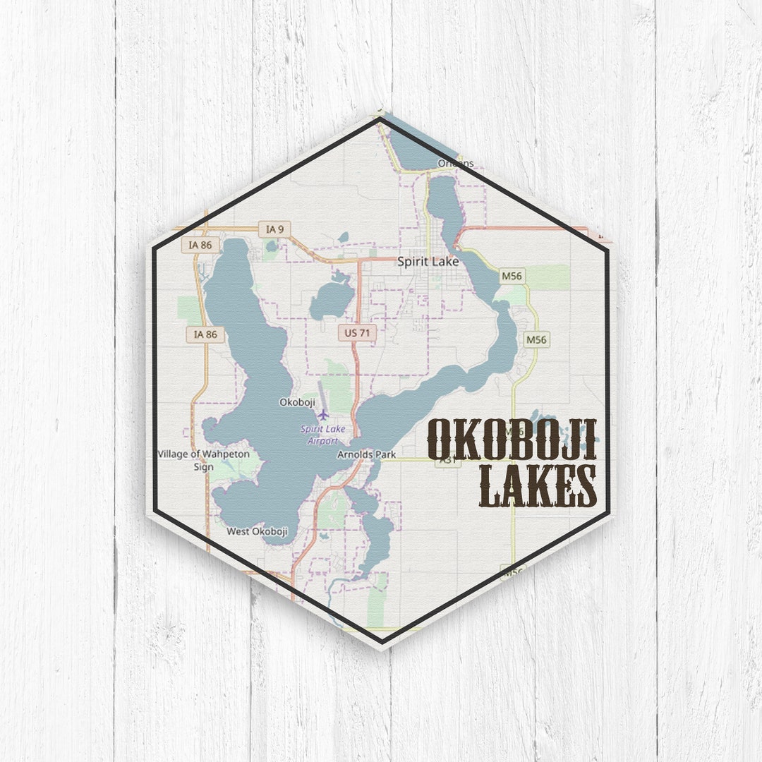 Okoboji Lakes Iowa Hexagon Canvas, Okoboji Lakes Canvas, Lakes of ...