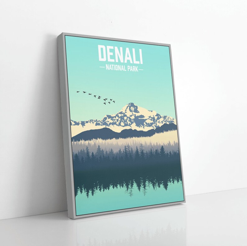 Denali National Park Alaska Modern Illustration Print Denali - Etsy