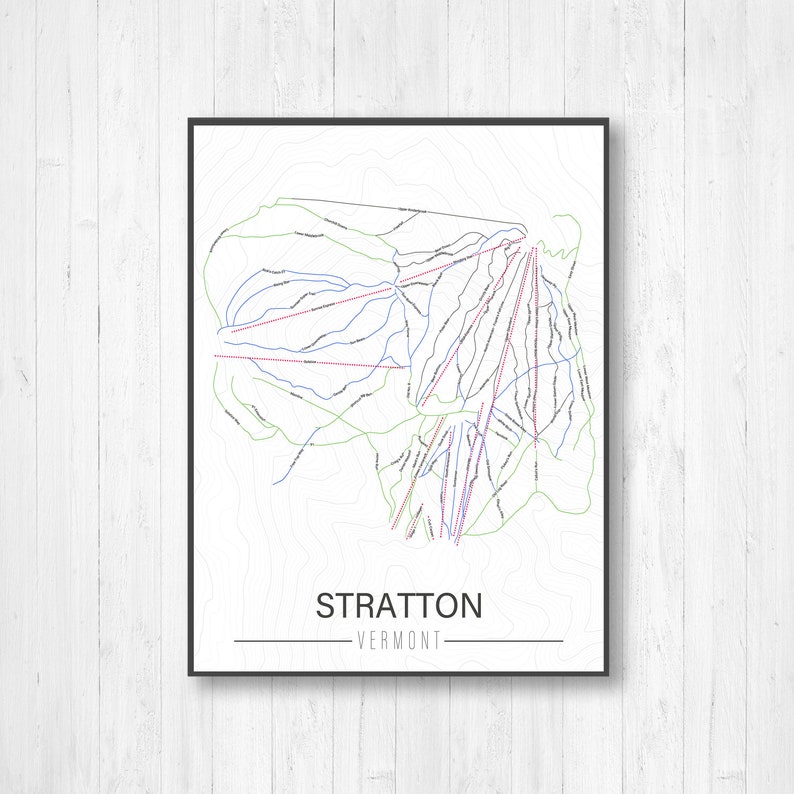 Stratton Vermont Ski Trail Map | Hanging Canvas of Stratton Ski Trail ...