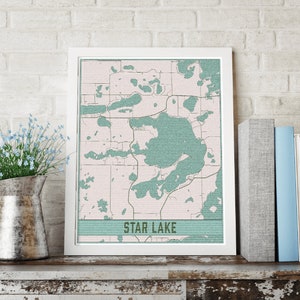 Star Lake Minnesota Map Print | Star Lake Magnetic Poster Frame ...