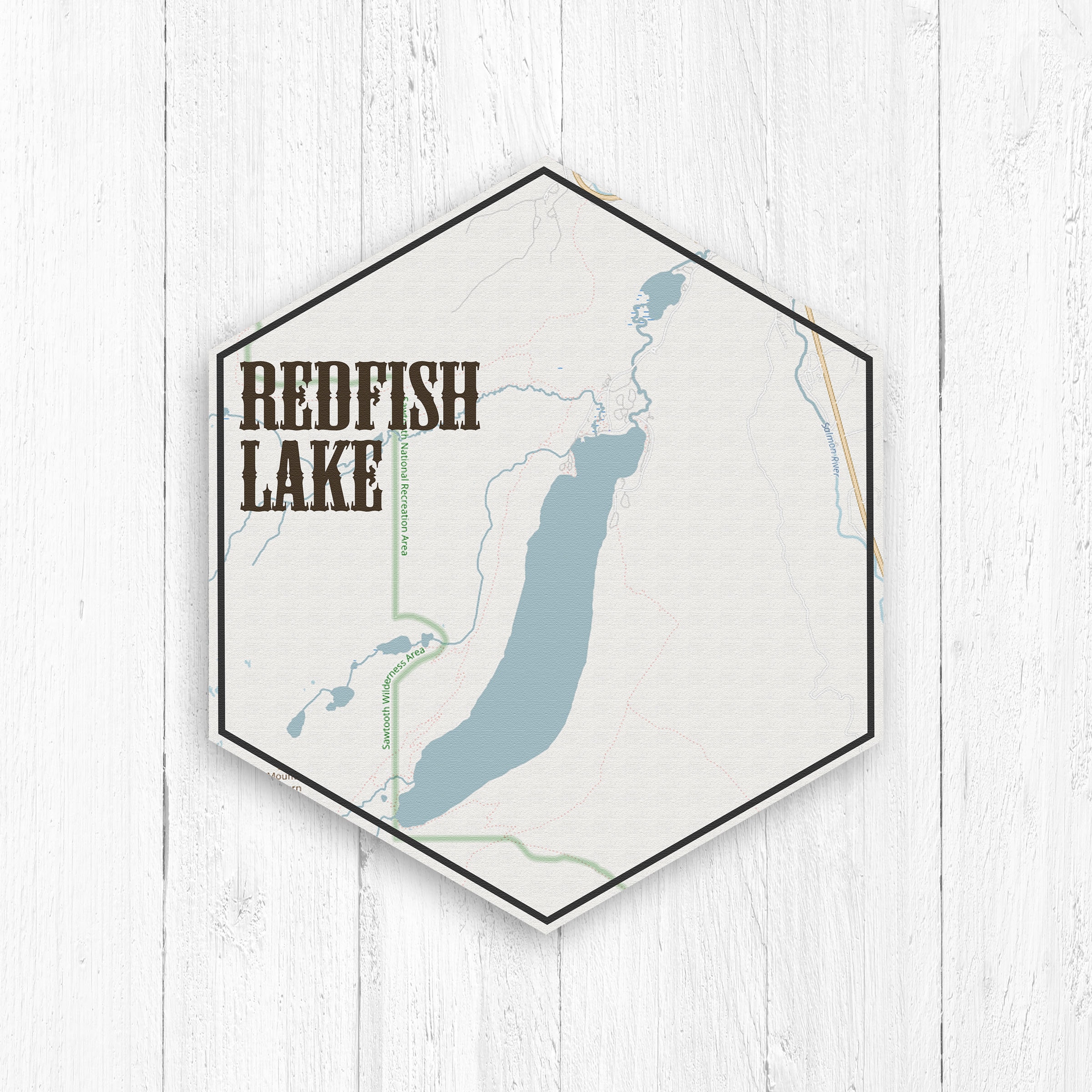 Redfish Lake Idaho Hexagon Lake Map by Printed Marketplace - Etsy