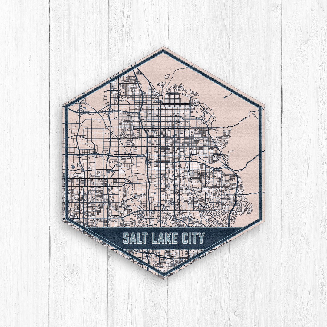 Salt Lake City Utah Hexagon City Street Print by Printed Marketplace - Etsy