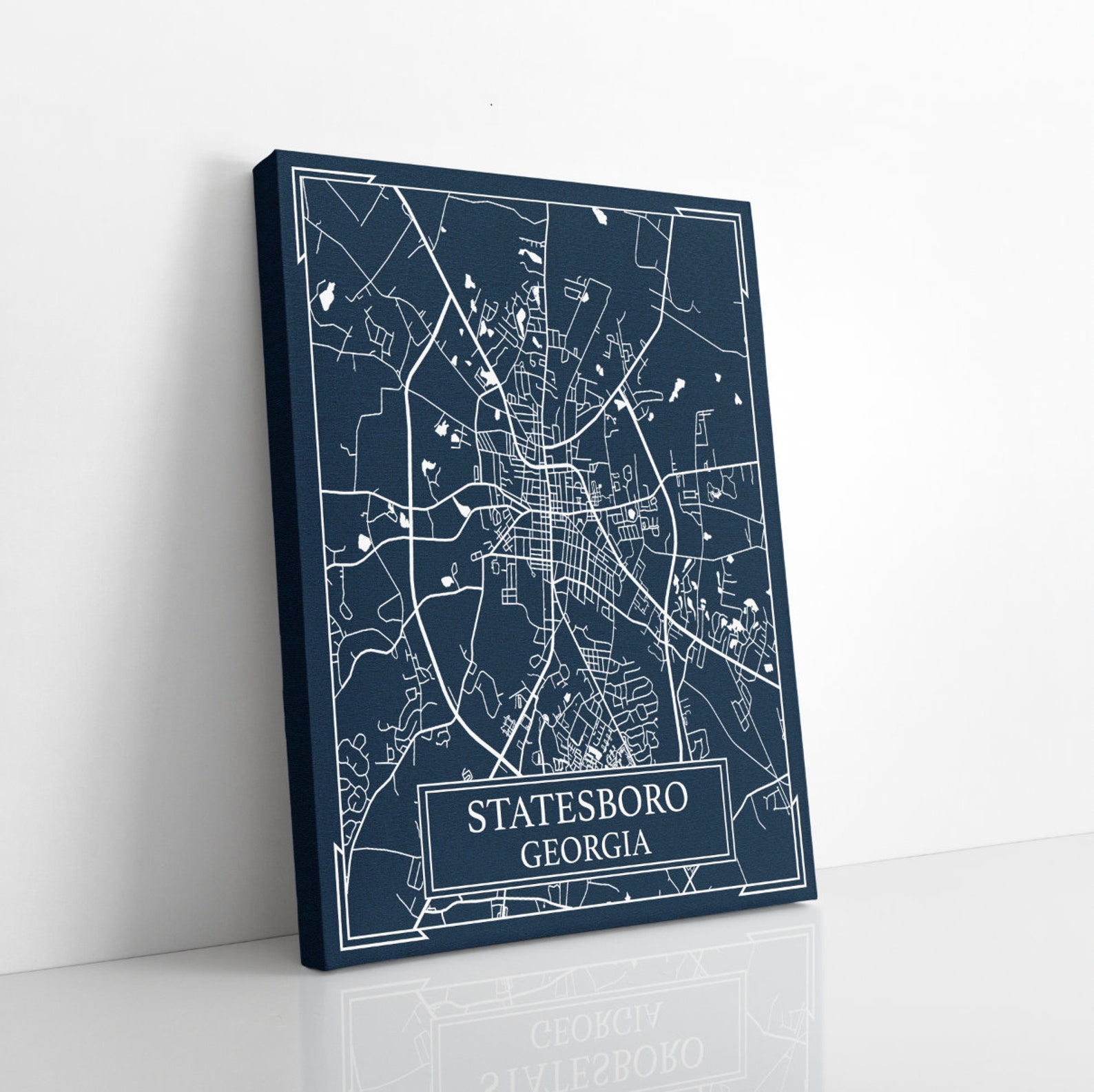 Statesboro Georgia Blueprint Street Map Hanging Canvas Map - Etsy