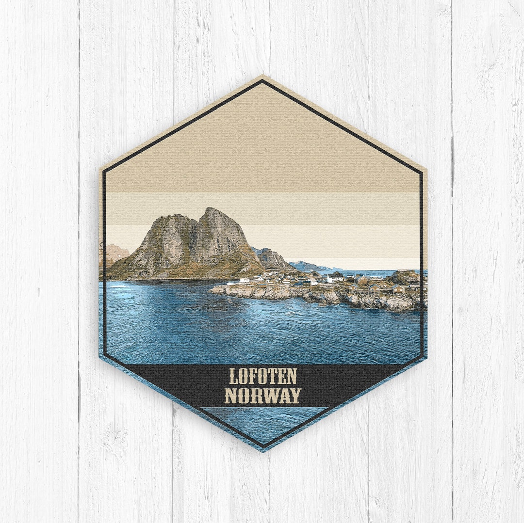 Lofoten Norway Hexagon Illustration by Printed Marketplace - Etsy