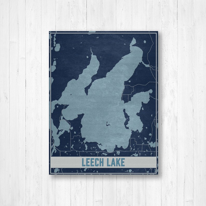 Leech Lake Minnesota Map Print Leech Lake Magnetic Poster | Etsy
