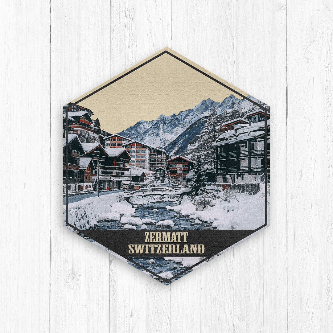 Zermatt Switzerland Hexagon Illustration by Printed Marketplace - Etsy