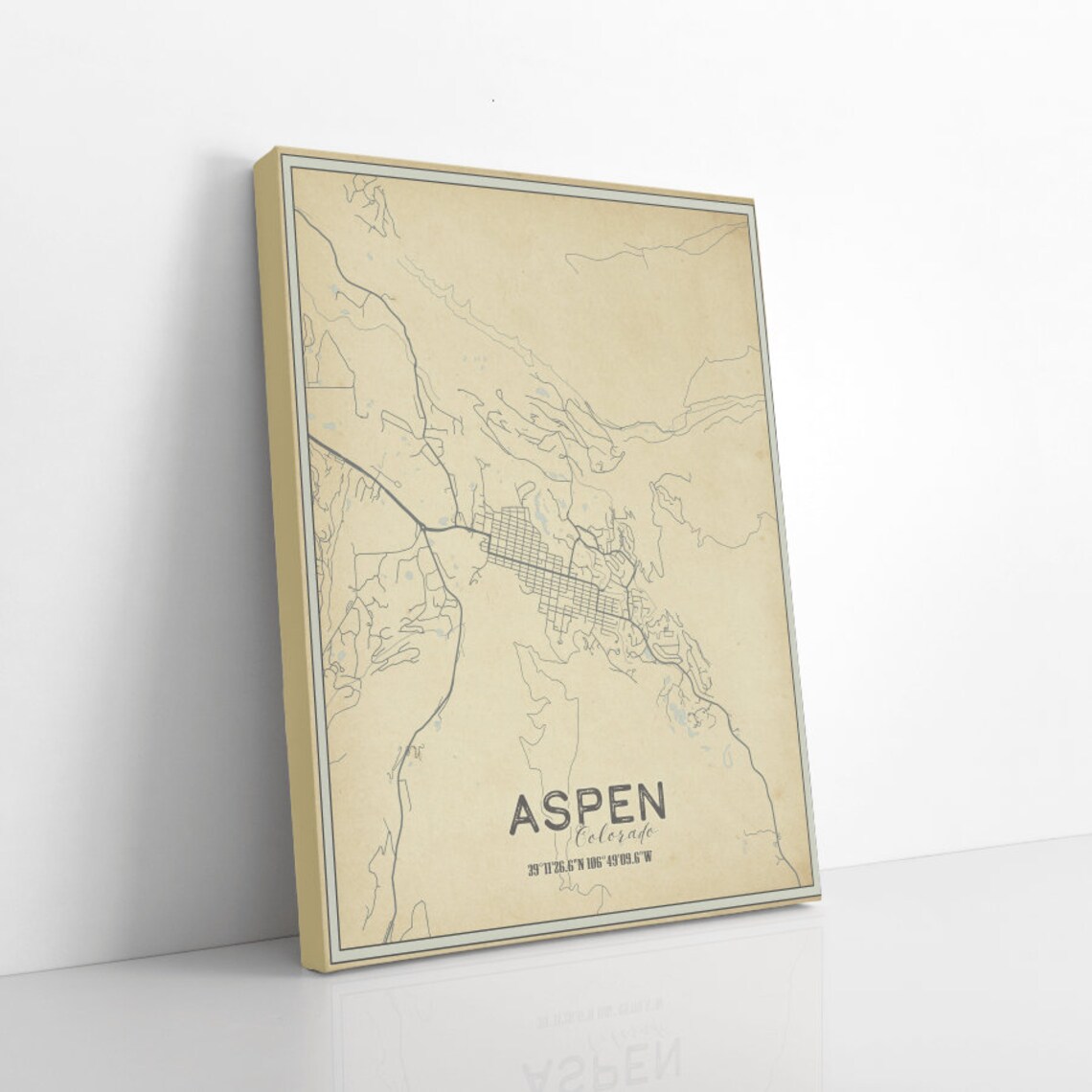 Aspen Colorado Street Map Hanging Canvas Map of Aspen | Etsy