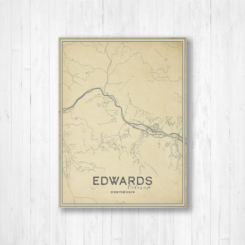 Edwards Colorado Weathered Street Map Hanging Canvas Map of | Etsy