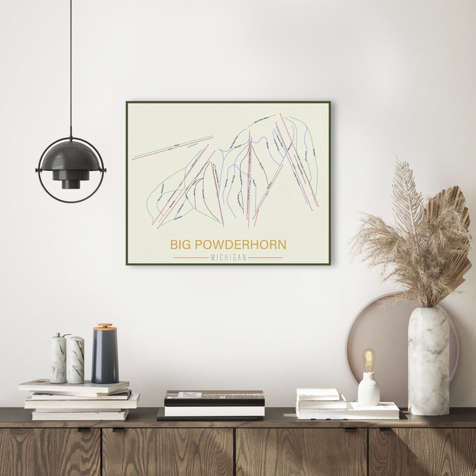 Big Powderhorn Michigan Ski Trail Map Hanging Canvas of Big - Etsy