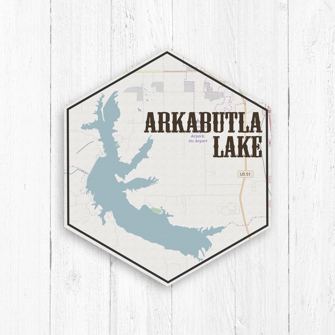 Arkabutla Lake Mississippi Hexagon Lake Map by Printed Marketplace - Etsy