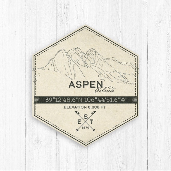 Aspen Ski Resort Hexagon Badge by Printed Marketplace | Etsy
