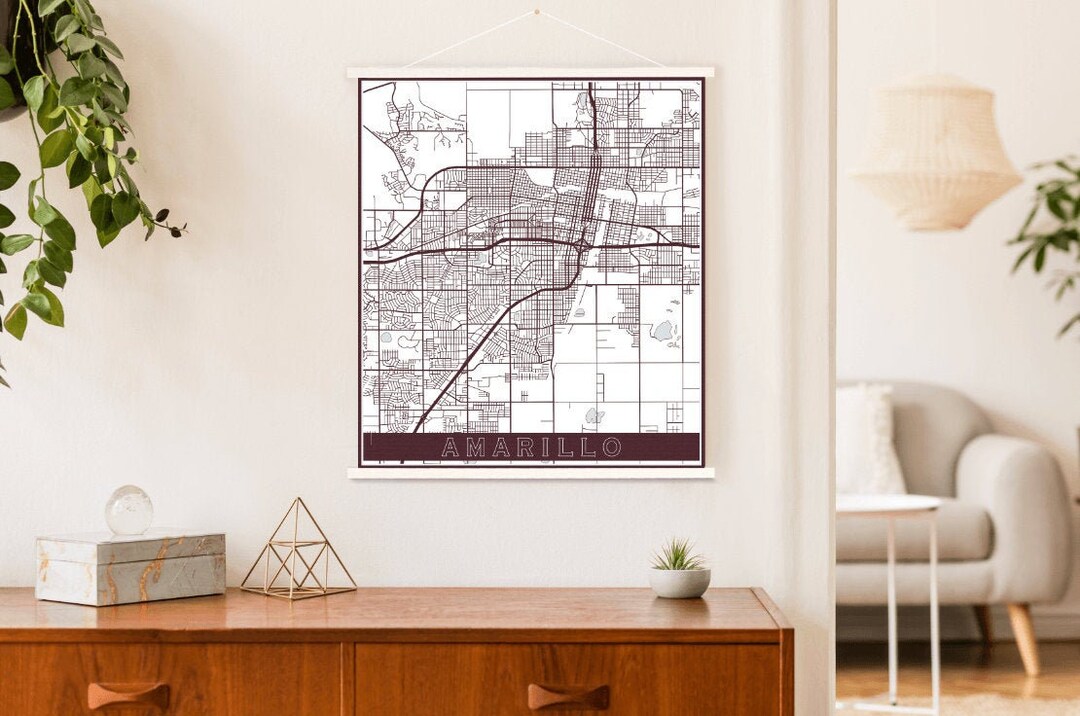 Amarillo Texas Street Map Print | Hanging Canvas Map of Amarillo ...