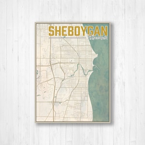 Sheboygan Wisconsin City Street Map | Hanging Canvas Map of Sheboygan ...