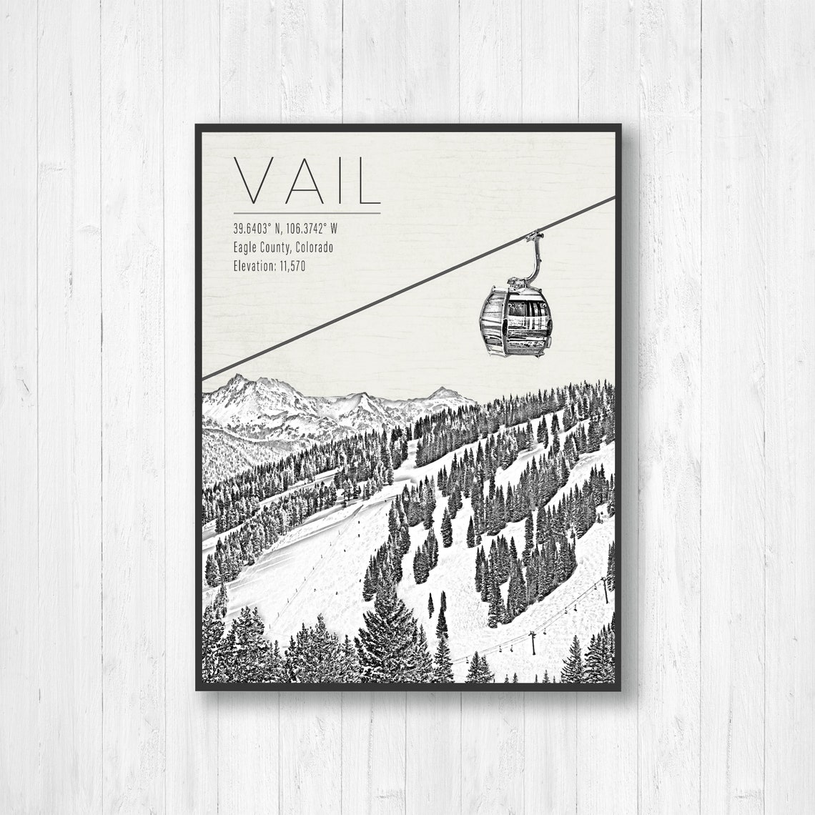 Vail Colorado Ski Resort Illustration Print Hanging Canvas - Etsy