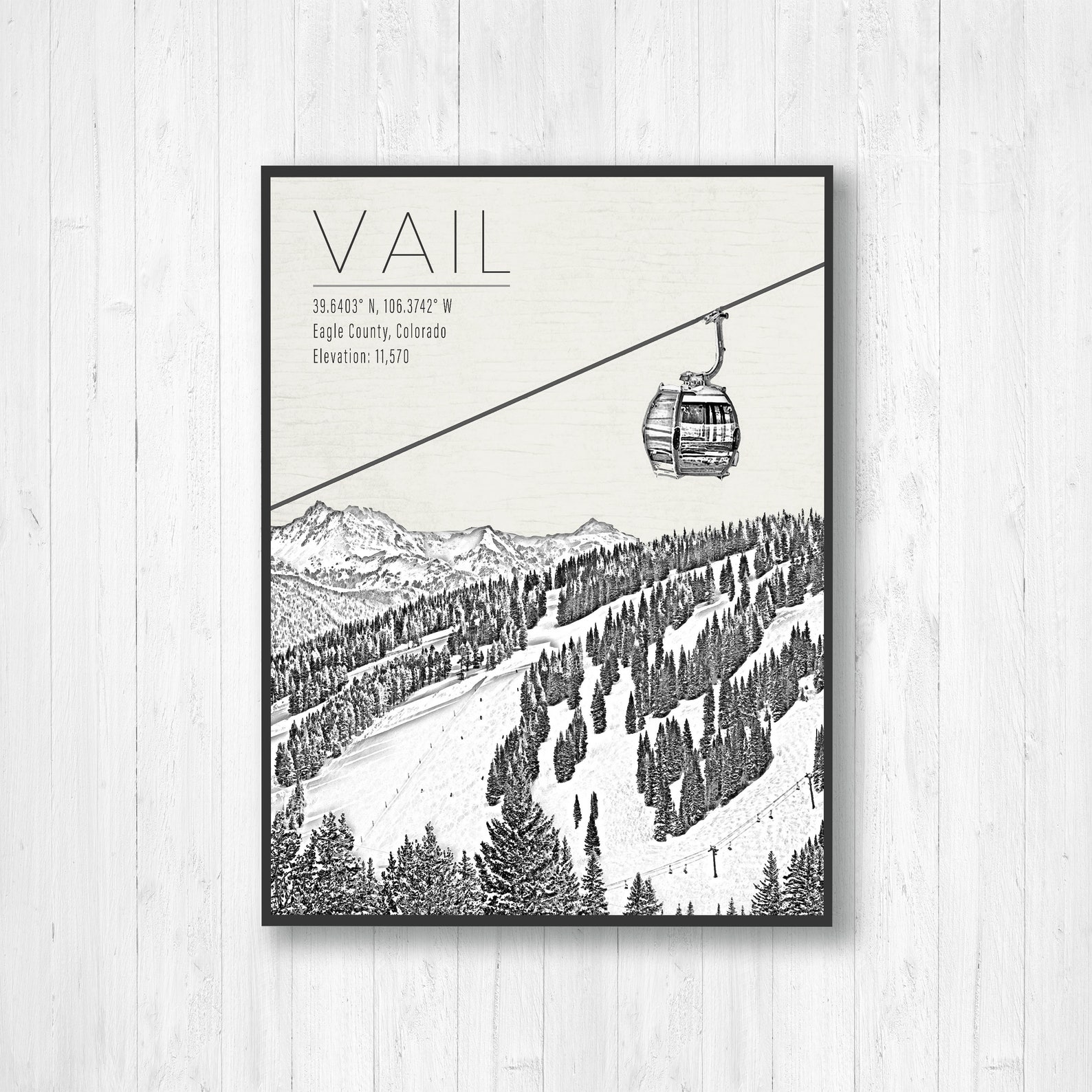 Vail Colorado Ski Resort Illustration Print Hanging Canvas - Etsy