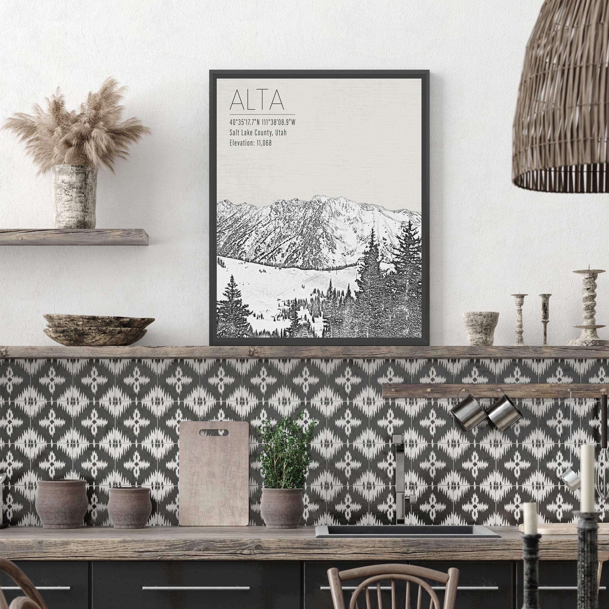 Alta Utah Ski Resort Hanging Canvas Map of Alta Printed - Etsy