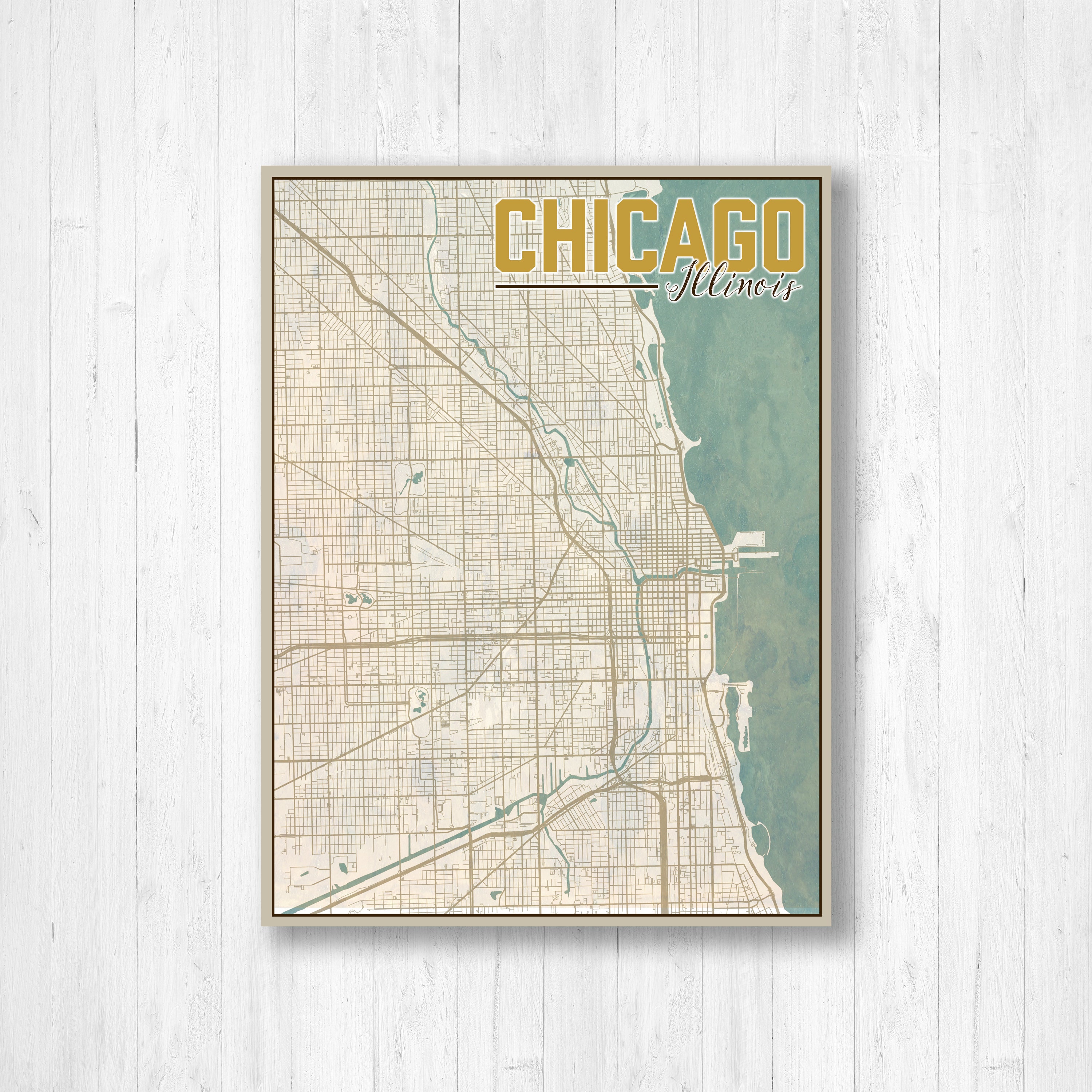 Chicago Illinois Nautical Street Map Hanging Canvas Map of | Etsy
