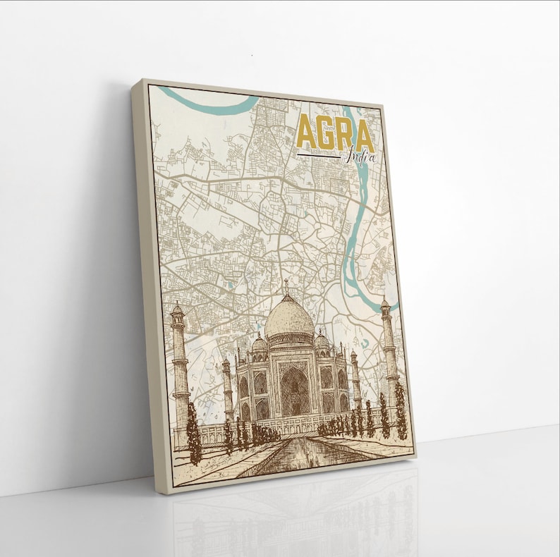 Agra India City Street Map Hanging Canvas Map of Agra India - Etsy