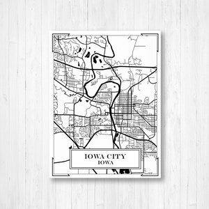 Iowa City Iowa Street Map | Hanging Canvas Map of Iowa City | Printed ...