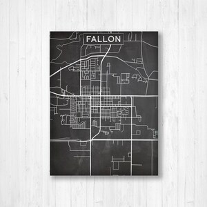 Fallon Nevada Charcoal Street Map | Hanging Canvas Map of Fallon ...
