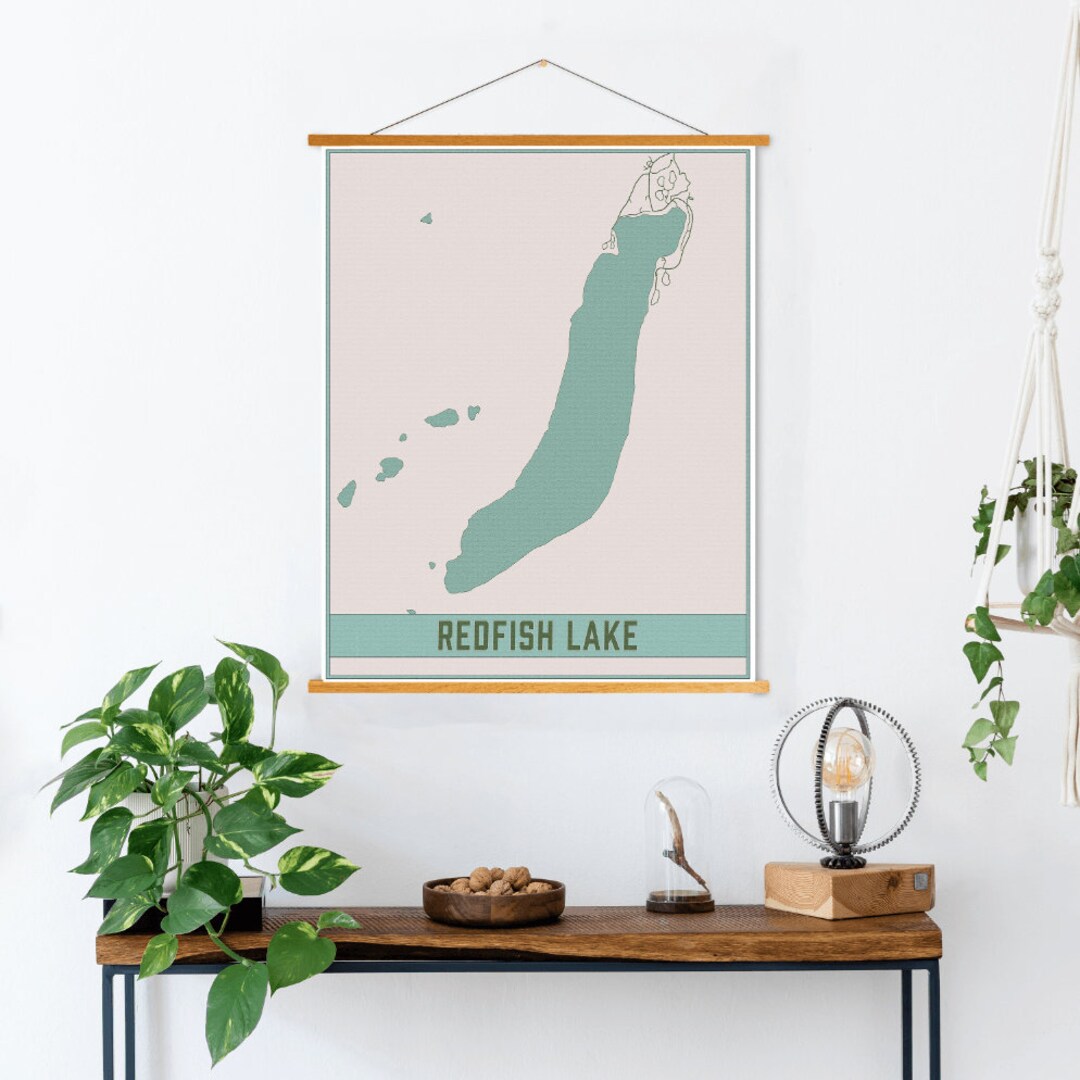 Redfish Lake Idaho Map Print | Redfish Lake Magnetic Poster Frame ...