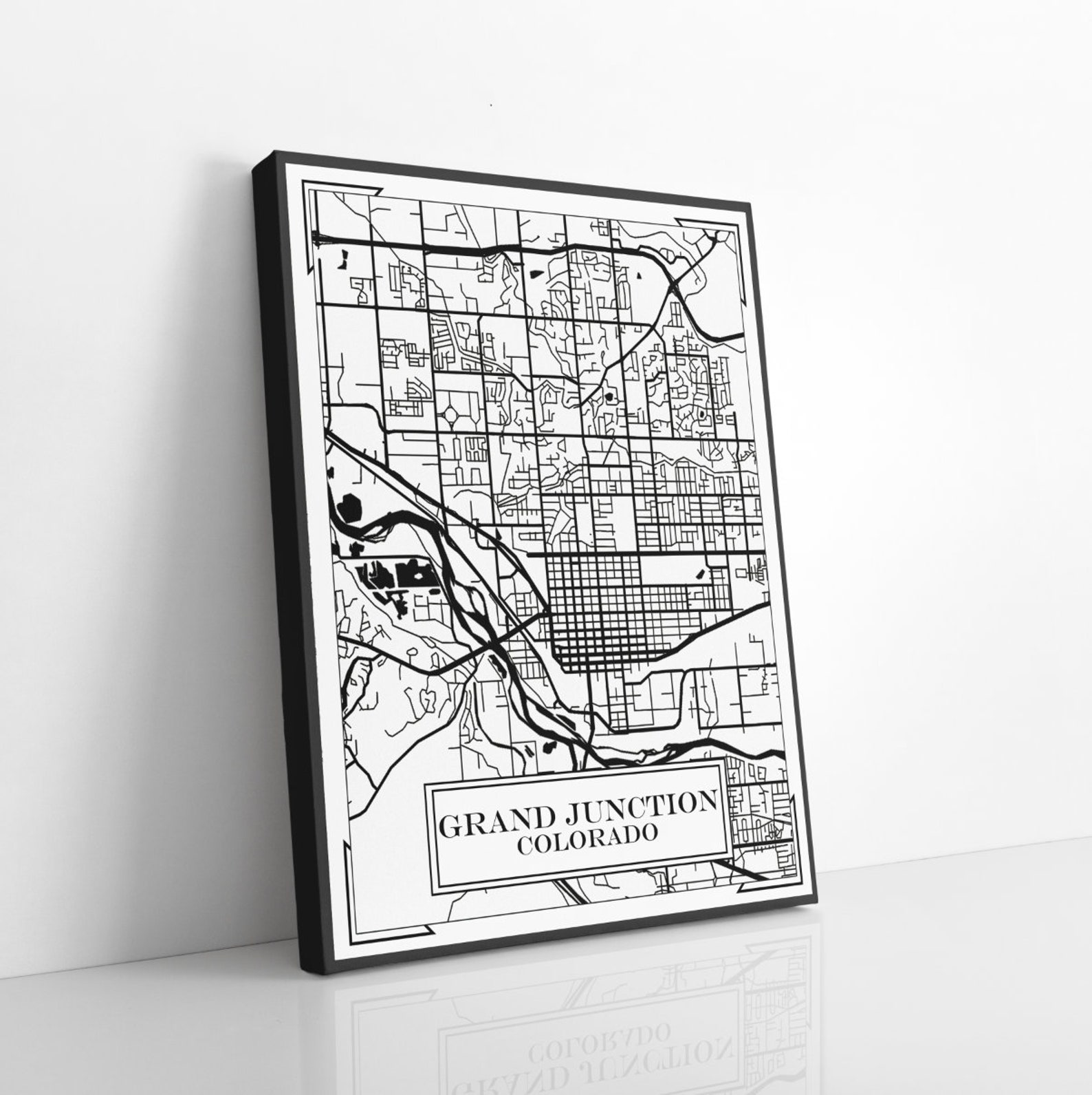 Grand Junction Colorado Street Map | Hanging Canvas Map of Grand ...