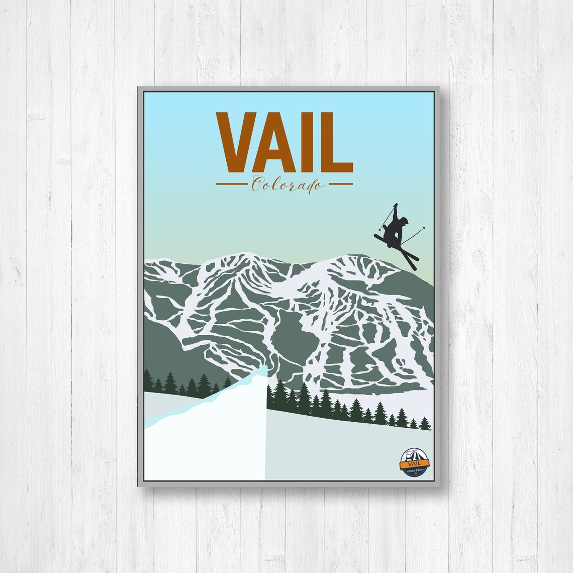 Vail Colorado Ski Resort Illustration Print Hanging Canvas - Etsy