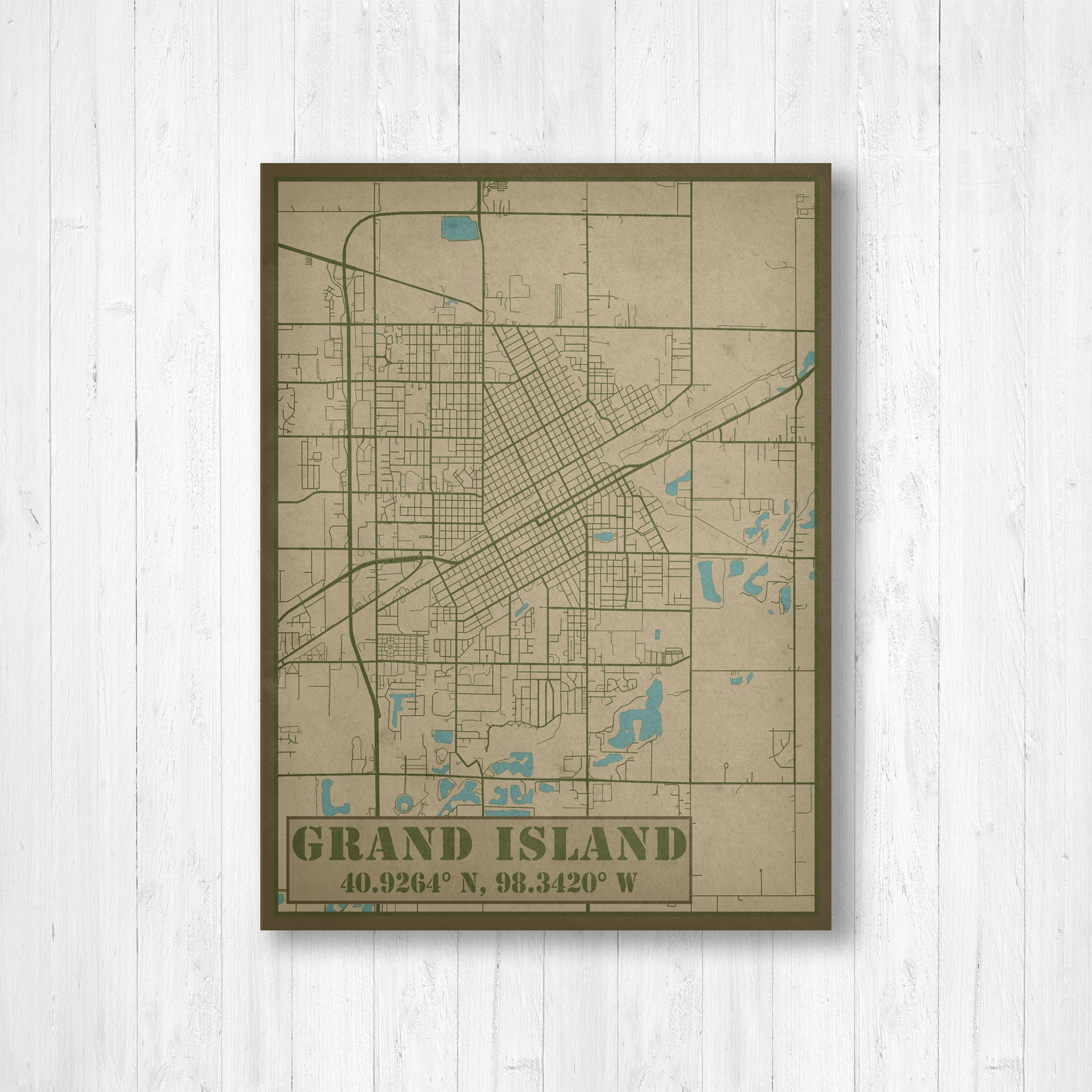 Grand Island Michigan Street Map | Hanging Canvas Map of Grand Island ...