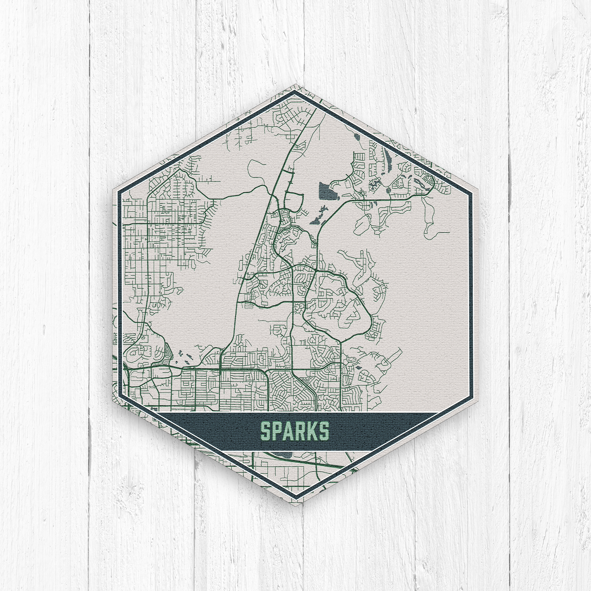 Sparks Nevada Map Hexagon Map Hexagon Canvas Travel | Etsy